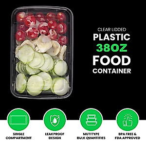 Meal Prep Containers, 50Pack [38OZ] Food Storage Containers With Lids, Reusable Food Prep Containers, To Go Containers With Lids, BPA-free, Stackable, Microwave/Dishwasher/Freezer Safe
