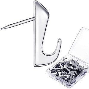 30 Pieces 20 Lbs Pin Hooks Push Pin Hangers Metal Push Pin Hooks Picture Hanging Nails for Home Office Wooden or Fabric Wall, 30 Pcs