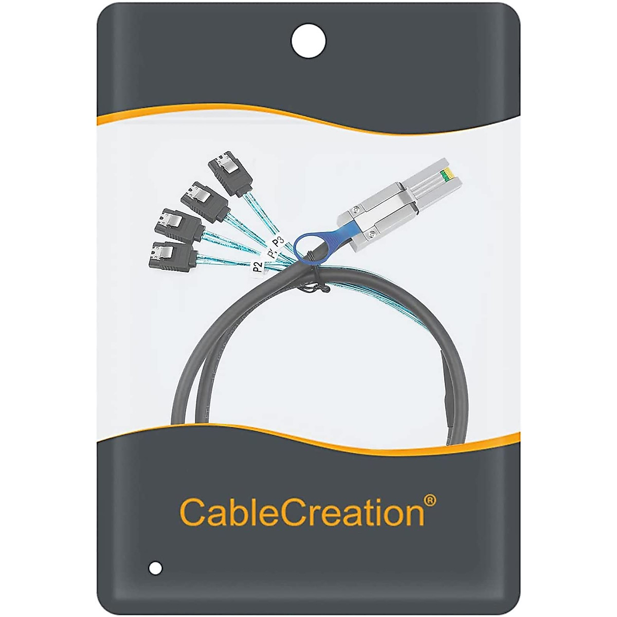 CableCreation Mini SAS 26Pin (SFF-8088) Male to 4 SATA 7Pin Female Cable, Mini SAS Host/Controller to 4 SATA Target/Backplane, 1M / 3.3FT
