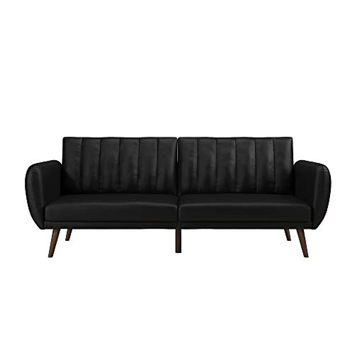 Novogratz Brittany Futon, Convertible Sofa & Couch, Black Faux Leather