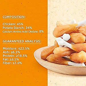 Jungle Calling Chewy Chicken Dog Treats Rawhide Free Real Chicken Calcium Bone, Teeth Clean Breath Fresh Dog Training Treats