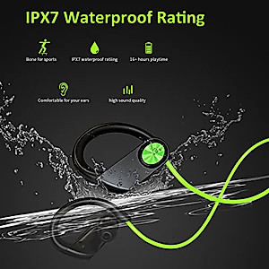 ZZN Bluetooth Running Headphones, Wireless Waterproof IPX7 Earbuds with Earhooks,Sport Earbuds in Ear,16H Playtime Sweatproof Headphones for Gym Running Workout, Comfortable Ear Hook