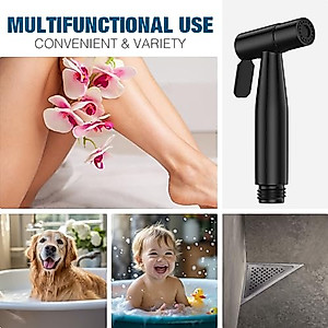 Bidet Sprayer for Toilet, Stainless Steel Handheld Sprayer Attachment with hose for Feminine Wash, Baby Diaper Cloth Washer and Shower Sprayer for Pet, Wall or Toilet Mount, Black