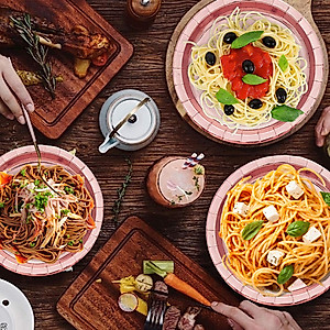 Rose Gold Birthday Party Favors for Women Rose Gold Plates and Napkins Party Supplies,Disposable Paper Plates and Cups Set for First Day of School,Bridal Shower,Baby Showers,Christmas, Serves 20