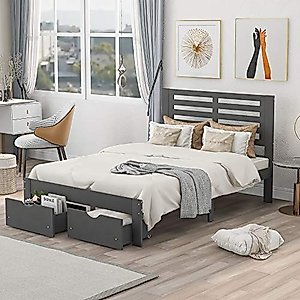 LOVMOR Stairway Twin-Over-Twin Bunk Bed with Ladder and Slide, HouseBed with Roof and Safety Guardrail, Storage Staircase, No Box Spring Needed, for Kids, Boys Girls, Gray
