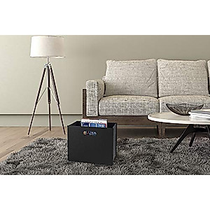 HofferRuffer Magazine Basket Holder, Foldable Magazine Rack, Document File Holder Organizer, File Folder, Newspaper Storage Bin Organizer for Home or Office(Black)