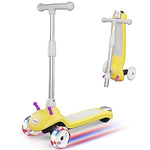 3 Wheel Electric Scooter for Kids, Gobazaar Kids Electric Scooter, 3 Wheel Kids Electric Scooter for Boys/Girls Ages 2-10, Adjustable Height, Fun LED Flashing Wheels Great Gifts