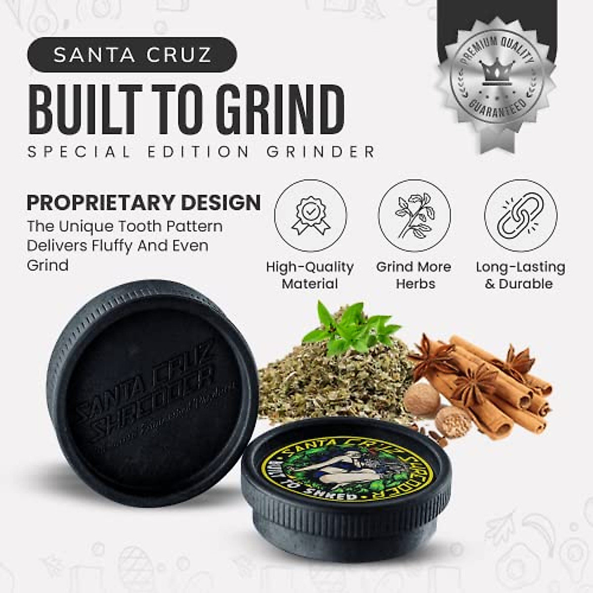 Santa Cruz Shredder Built to Shred Hemp Grinder for Herbs Knurled Top for Stronger Grip 2-Piece Medium 2.2