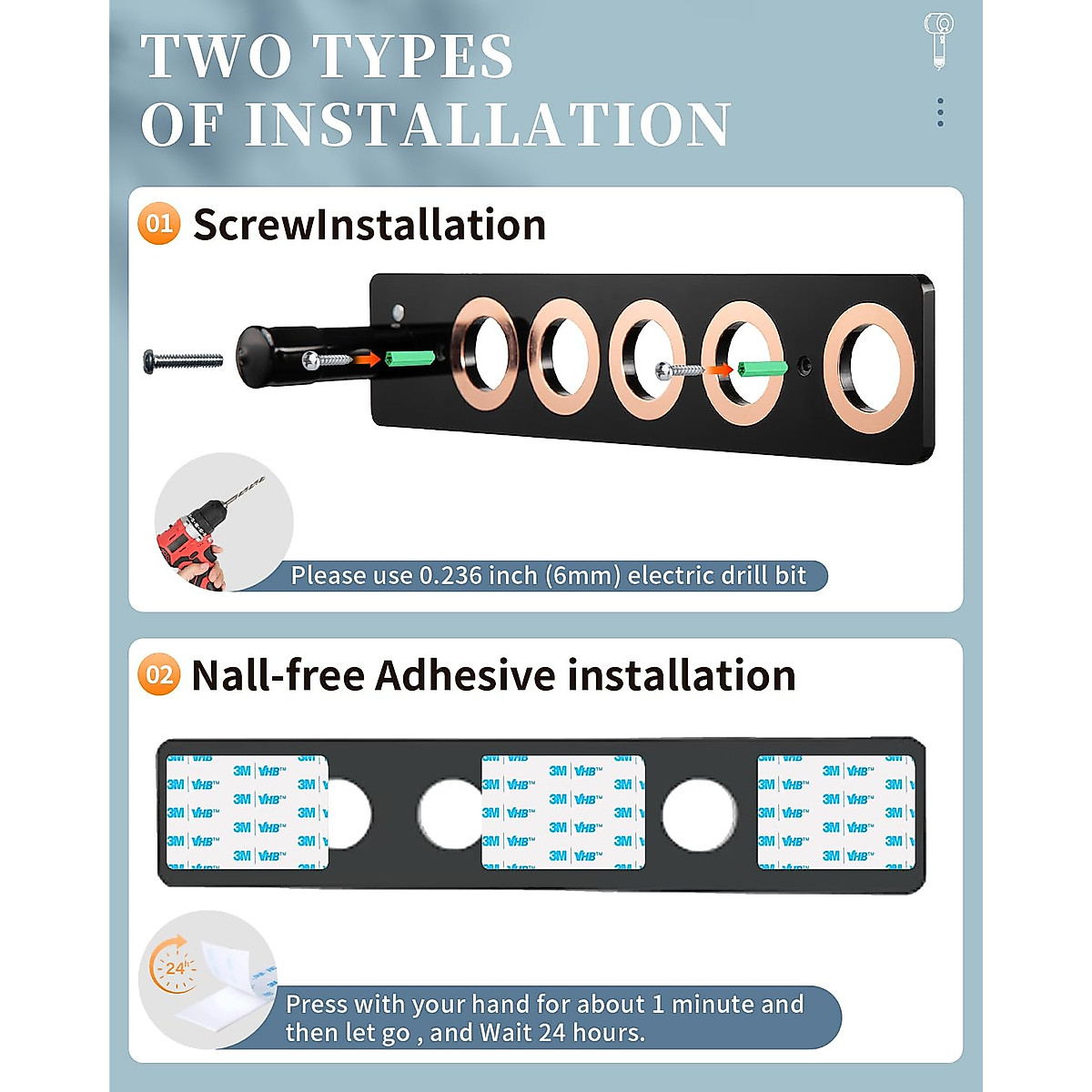 Magnetic Wall Mount Hair Dryer Holder for Dyson Supersonic with 5 Magnetic Rings for The Attachments, Premium Blow Dryer Holder Wall Mounted, Ultimate Convenience (Model A - Black)