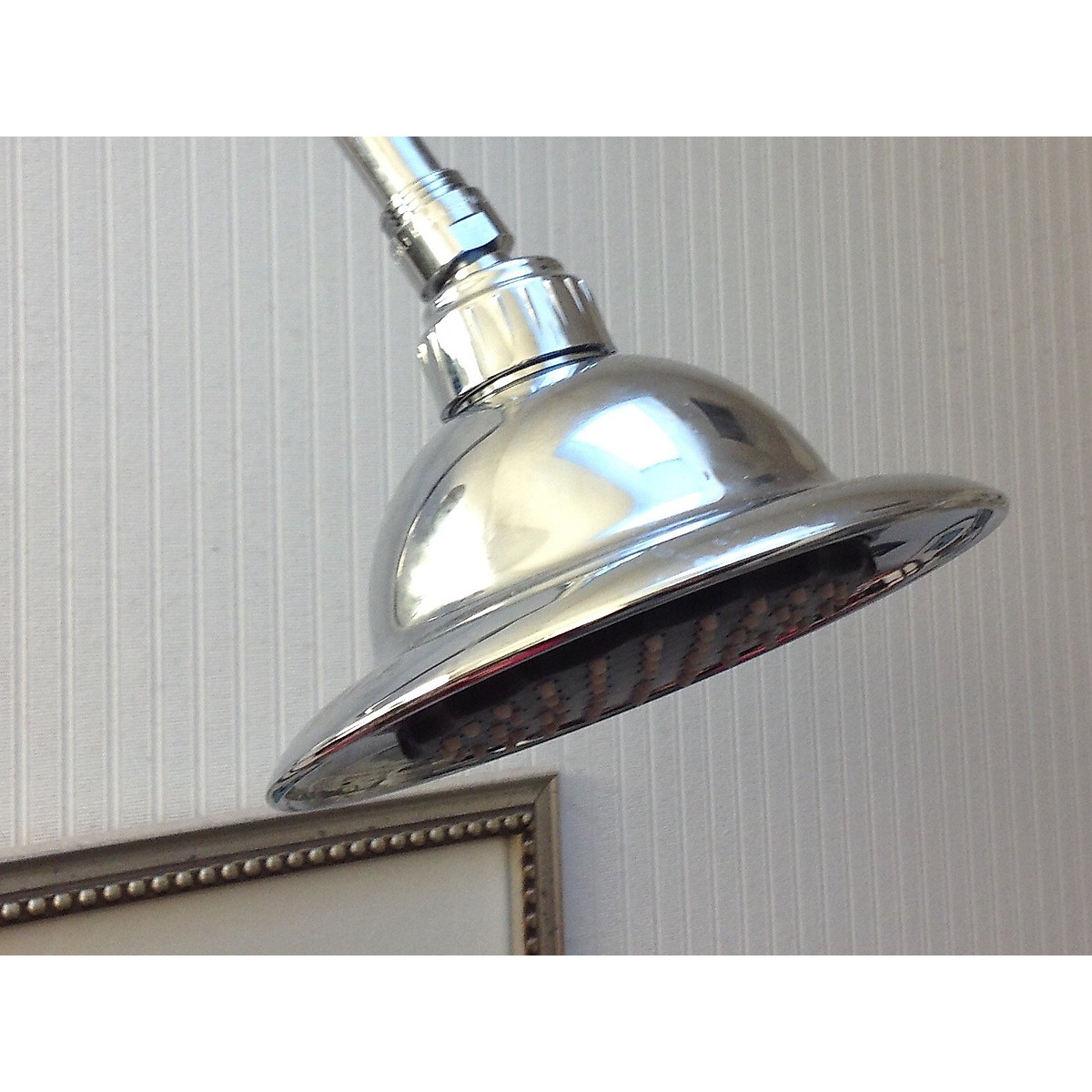 My PlumbingStuff RX2300J JUMBO Clawfoot Tub Add-a-Shower - 60” D-Style Rod with Shower Rings - JUMBO Chrome-Bell Showerhead - B3100 Ball-Valve Technology - 12 Shower-Curtain Rings