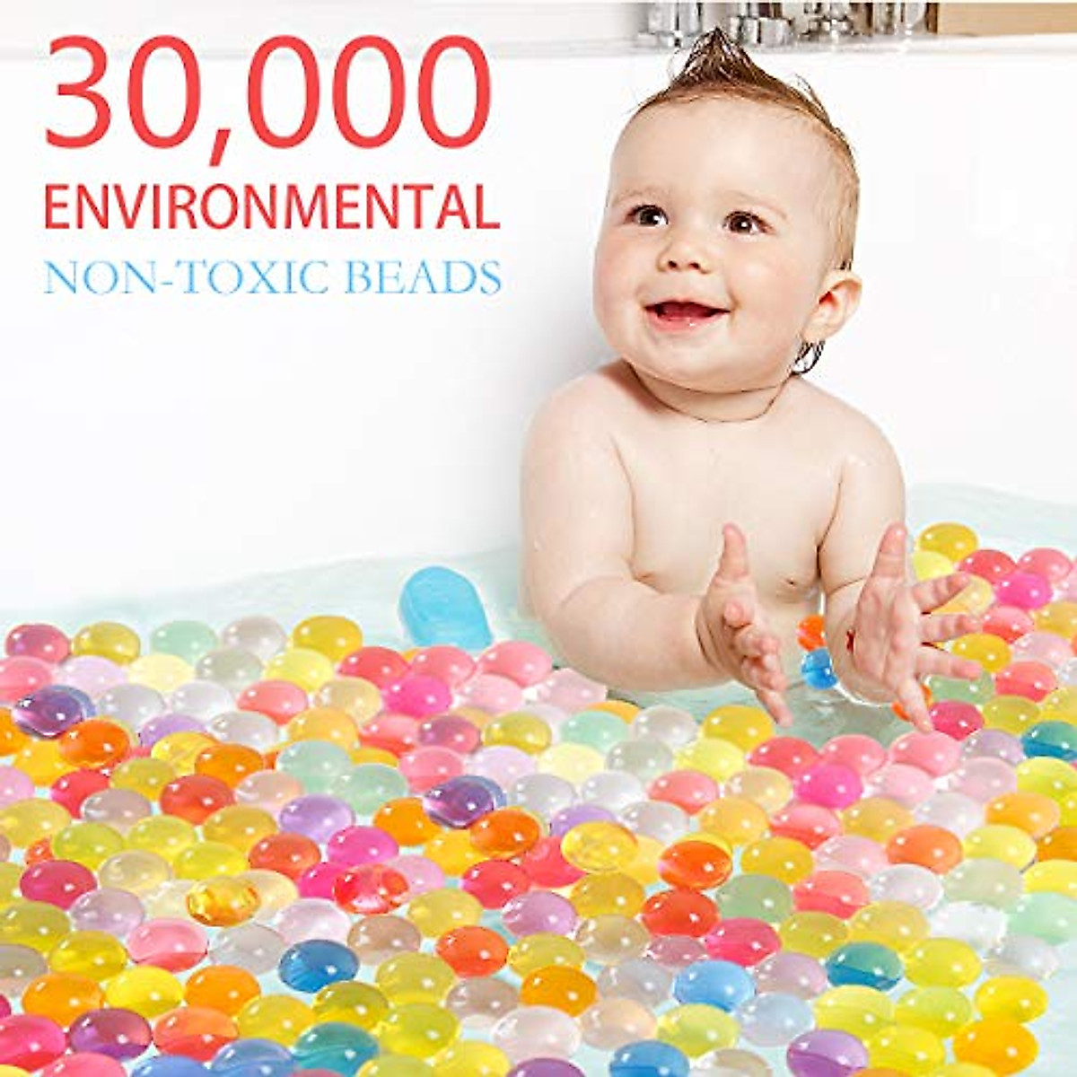 MAGICLUB Water Beads - 30000 Beads 2 Strainers 2 Tweezers 5 Spoons,Soft Water Jelly Beads Motor Skills Toy Set,Non-Toxic Water Sensory Toy for Tactile Toys,Sensory Toys,Early Skill Development