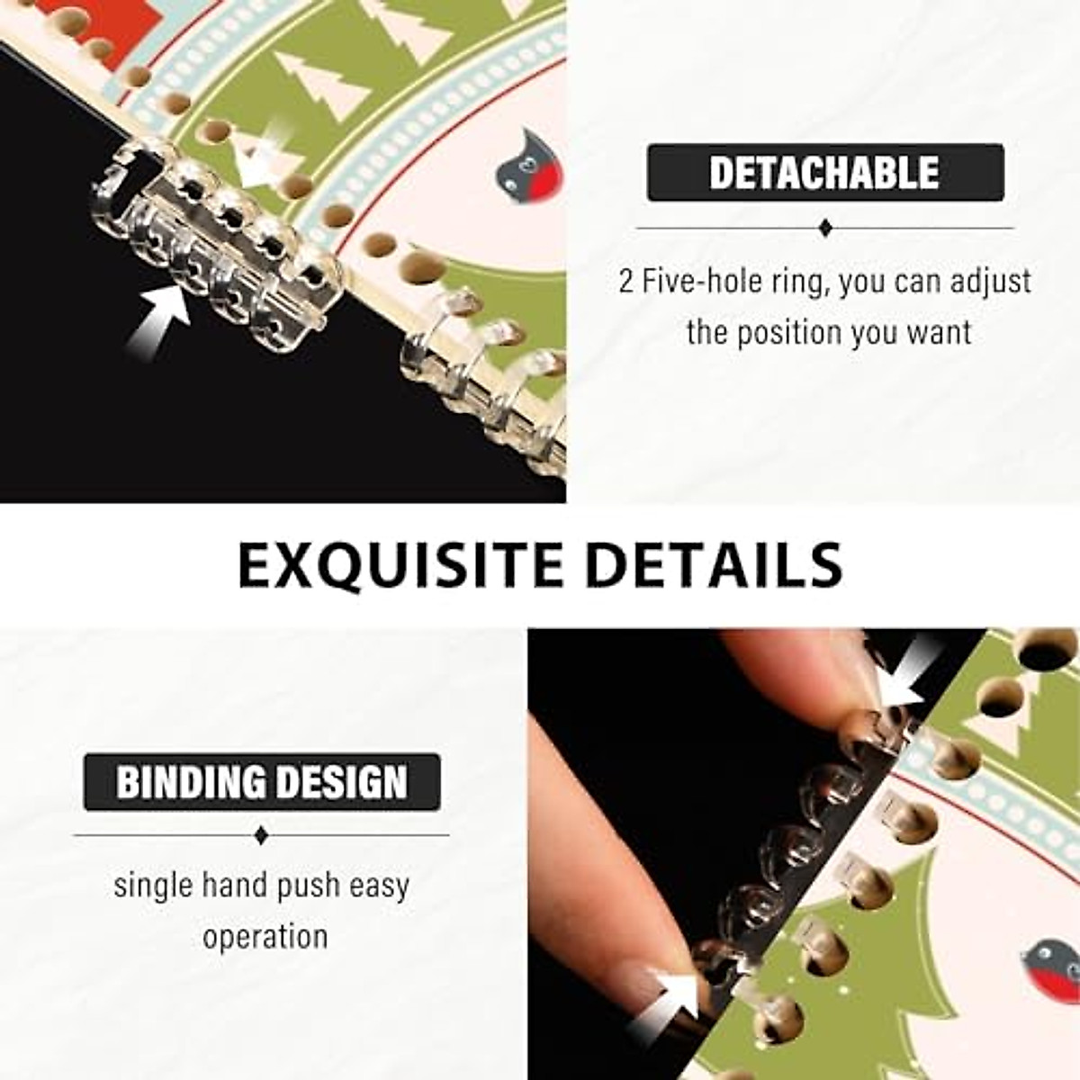 SPRIPORT Christmas Trees Owls Spiral Journal Notebook for Women Men A5 Memo Notepad Sketchbook with Durable Hardcover & 60 Pages Writing Journal for Boys Grils Study Notes Work School Journaling