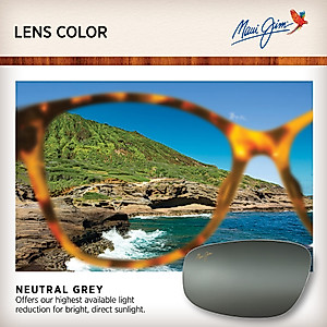 Maui Jim Men's and Women's Alenuihaha Polarized Wrap Sunglasses, Grey Black Stripe/Neutral Grey, Large