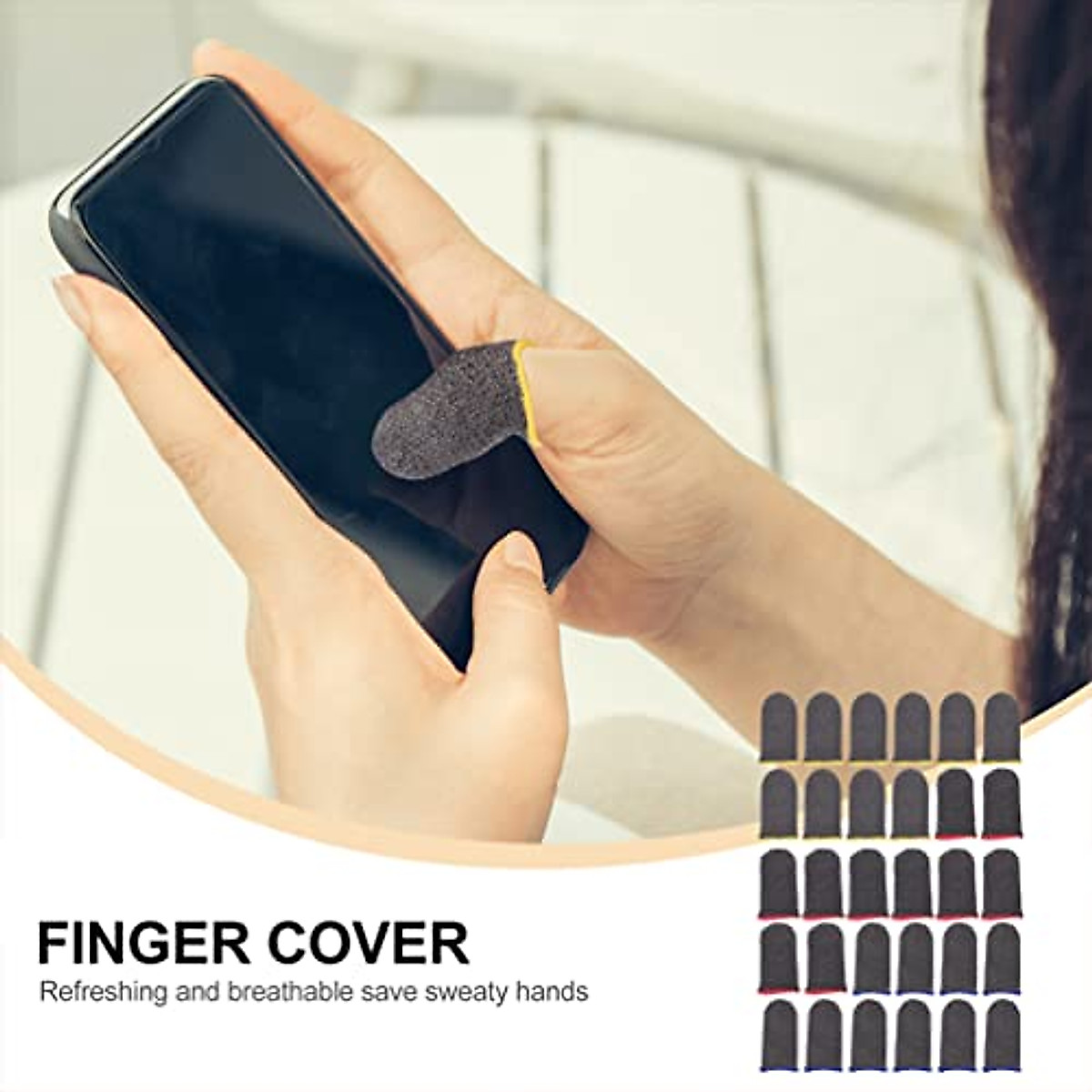 Finger Sleeves Screen Protectors Game, Finger Gloves Gaming Versatile Finger Covers Anti- Fiber Finger Protectors Thumb Sleeves for Gaming -30pcs Black Gloves Game Finger Sleeves