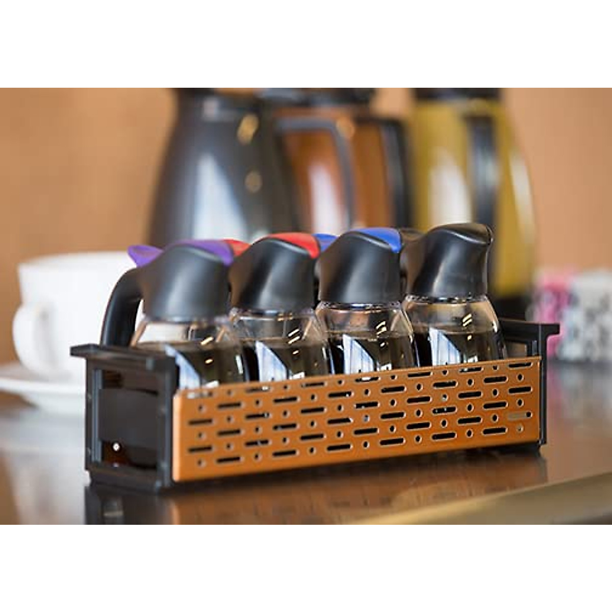 Service Ideas SRC4CP Syrup Caddy, Basket, 12.75", Black and Copper