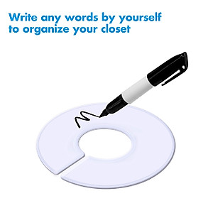 30 Pack White Round Clothing Size Closet Rack Dividers Hangers with 1 Bonus Marker (Outer 3.5”, Inner 1.38” in Diameter)