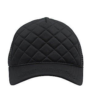Plain Tone on Tone Cotton Mesh Adjustable Low Profile Baseball Cap Quilt Camo Heather Distressed (Quilt Black)