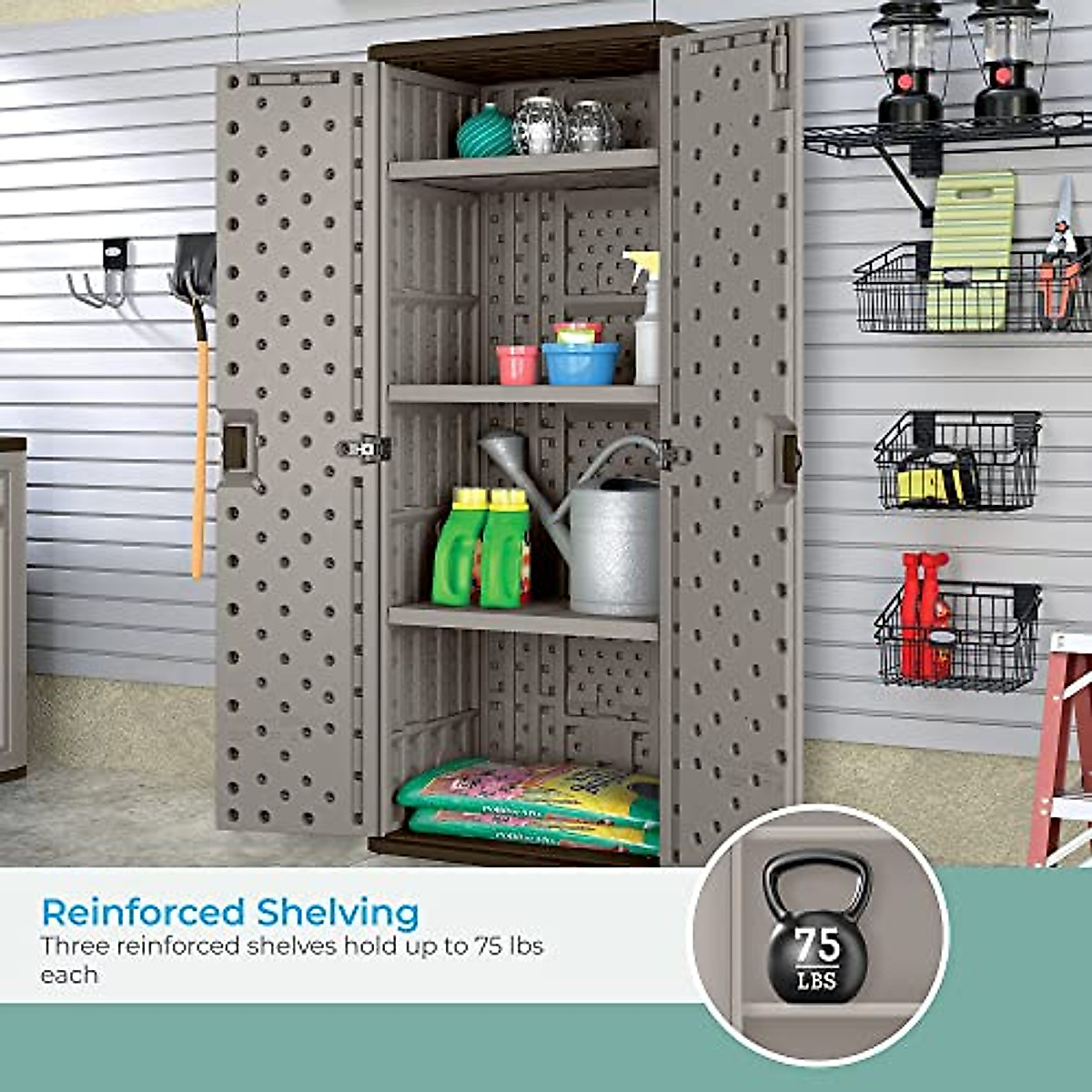 Suncast BMC7200 Storage Cabinet, Platinum