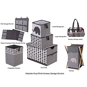 Bacati Elephants Unisex Fabric Storage Box/Tote, Grey
