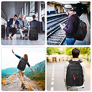 NUBILY Laptop Backpack 17 Inch Waterproof Extra Large TSA Travel Backpack Anti Theft College Business Mens Backpacks with USB Charging Port 17.3 Gaming Computer Backpack for Women Men Black 45L