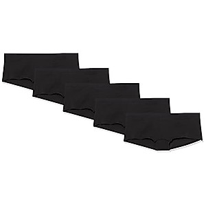 Amazon Essentials Women's Cotton Boyshort Underwear (Available in Plus Size), Pack of 5, Black, Small