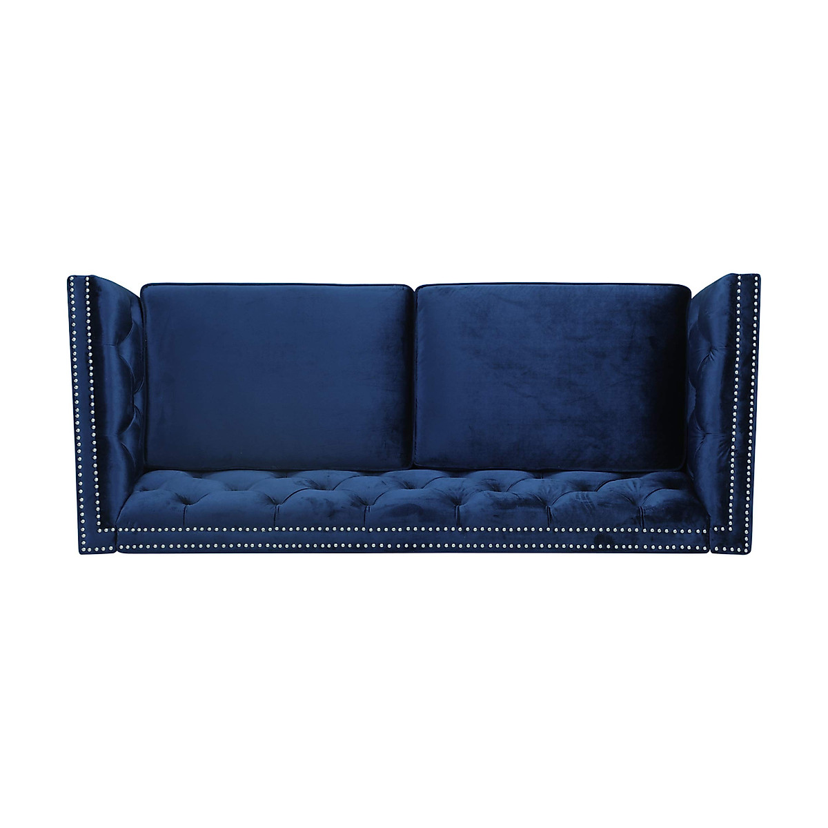 Christopher Knight Home Sunny Velvet 3 Seater Sofa, Midnight Blue, Dark Brown