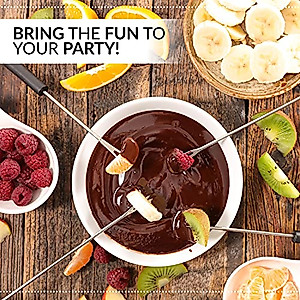 Nostalgia Electric Fondue Pot, 12-Cup, Fondue Machine with Temperature Control, 8 Forks, Cool-Touch Handles, Perfect for Chocolate Melting, Cheese, Caramel, Aqua