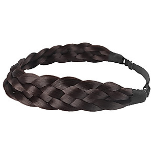 Coolcos Elastic Synthetic Chunky Hair Braid 5 Strands Braids Hair Headbands Plaited Braided Headband (Dark Brown As Image)