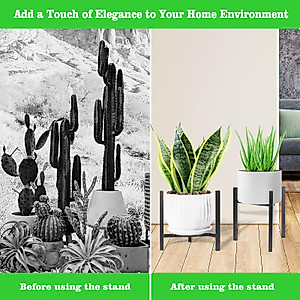 Airpark Plant Stand Indoor Adjustable, Metal Modern Plant Stand, Heavy Duty Stable Plant Pot Flower Holder Indoor Outdoor Corner, Fit 8 9 10 11 12 inch Pots, Black (Pot & Plant Not Included)