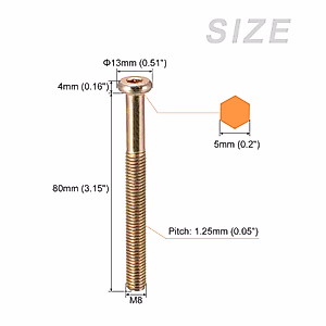 METALLIXITY Hex Socket Head Machine Screws, (M8x80mm) 5Pcs, Carbon Steel Half Thread Screws - for Machinery, Furniture, DIY