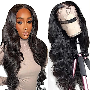 13x4 Lace Front Wigs 26Inch Body Wave 180 Density Ceramic 10A Glueless Human Hair Wigs for Black Women Brazilian Virgin Hair Pre Plucked Bleached Knots Natural Color