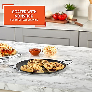 IMUSA 9in Carbon Steel Nonstick Round Comal with Metal Handles, Black