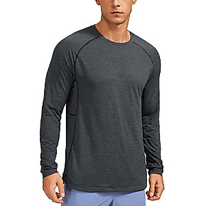 CRZ YOGA Lightweight Long Sleeve Shirts for Men Moisture Wicking Quick Dry Shirt Workout Running Basic Tee Tops Carbon Heather Medium