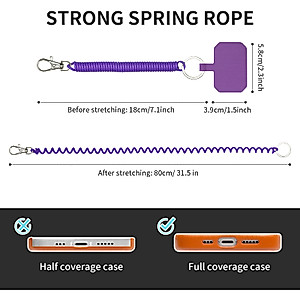 HOTEMIA Phone Tether Lanyard Anti Theft Phone Strap with Carabiner Anti-drop Outdoor Skiing Hiking Cycling fishing Climbing fit iPhone and Most Cell Phone (Black+Purple)