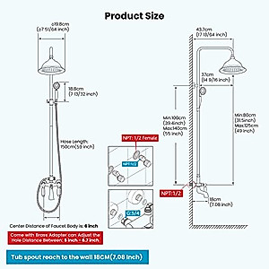 gotonovo Brushed Nikcel Shower Faucet 8-inch Shower Head Fixture with Handheld Spray Double Lever Handle Tub Spout Triple Function Bathroom Set Wall Mount