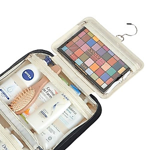 FINDCOZY Toiletry Bag Travel Bag with Hanging Hook, Cosmetic Bag, Travel Makeup Organizer for Women, Black