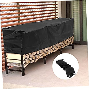 CLISPEED 3pcs Household Rack Protection Fire Fireplace Stand Cover Duty Black Sun Pit Holder Garden Cloth Rain Heavy Firewood Hoop Oxford Furniture Protector Covering Storage Outdoor