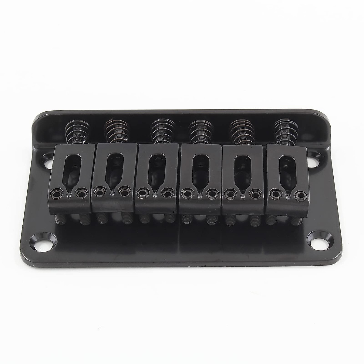 HARSKIYER Black Adjustable 6 String Guitar Bridge, Metal Fixed Top Load Guitar Tailpiece Guitar Fixed Bridge Hardtail Saddle Bridge Guitar Parts for 6 String Guitar