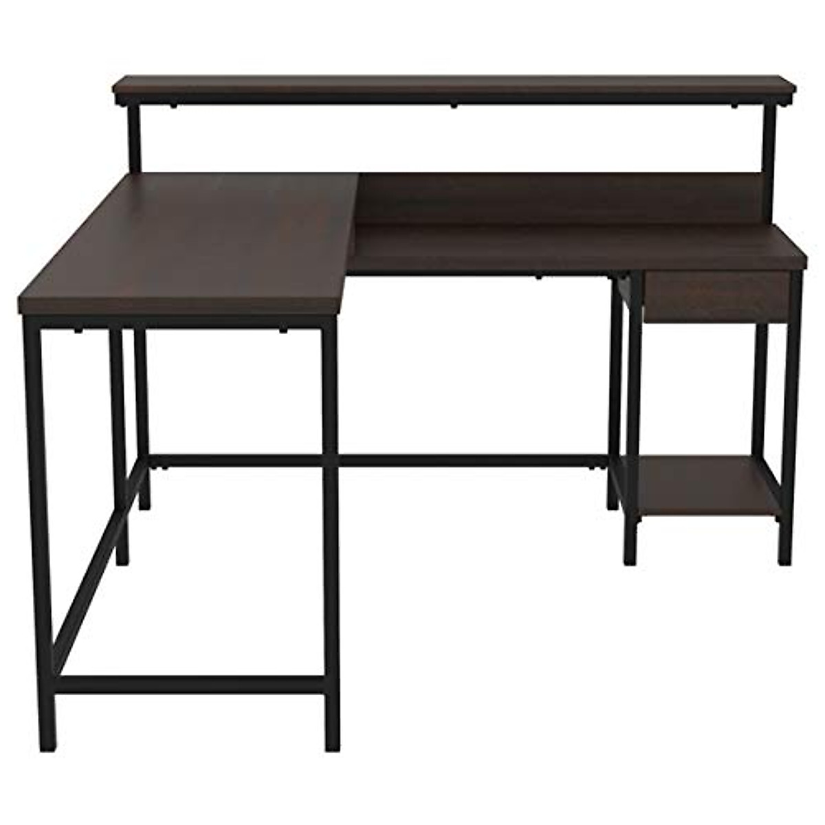Signature Design by Ashley Camiburg Modern L-Shaped Home Office Desk, Warm Brown