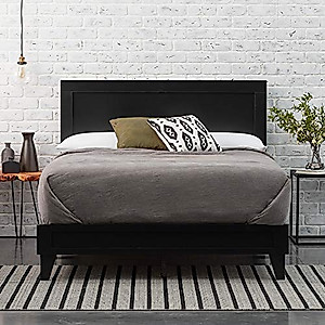 Edenbrook Delta Twin Bed Frame with Headboard – No Box Spring Needed – Compatible with All Mattress Types – Wood Slat Support – Twin Size Wood Platform Bed Frame – Black
