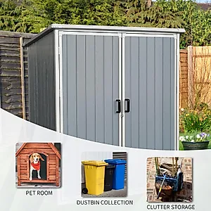 Senyuzhilan 5x3ft Resin Outdoor Storage Shed, Tool Shed Storage House with Lockable Doors for Patio Backyard Garden Lawn, Perfect to Store Patio Furniture, Grey