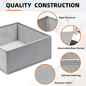 Criusia Drawer Organizers for Clothing 15 Pack, Foldable Fabric Closet Organizers and Storage Bins for Baby Clothes, Dresser Drawer Dividers for Adult Sock Underwear, Bra, Nursery Organization (Grey)