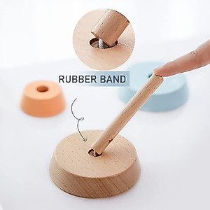 Classic World Wooden Stacking Rings Baby Toy, Montessori Stacking Rings Stacker Rainbow, Bear Tower Wooden Toys for Babies