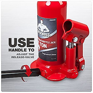 Jack Boss Bottle Jack 4 Ton (8,800 LBs) Welded Hydraulic Car Jack with Pump Handle, Fit Use for Cars Automotive Sedans, Red