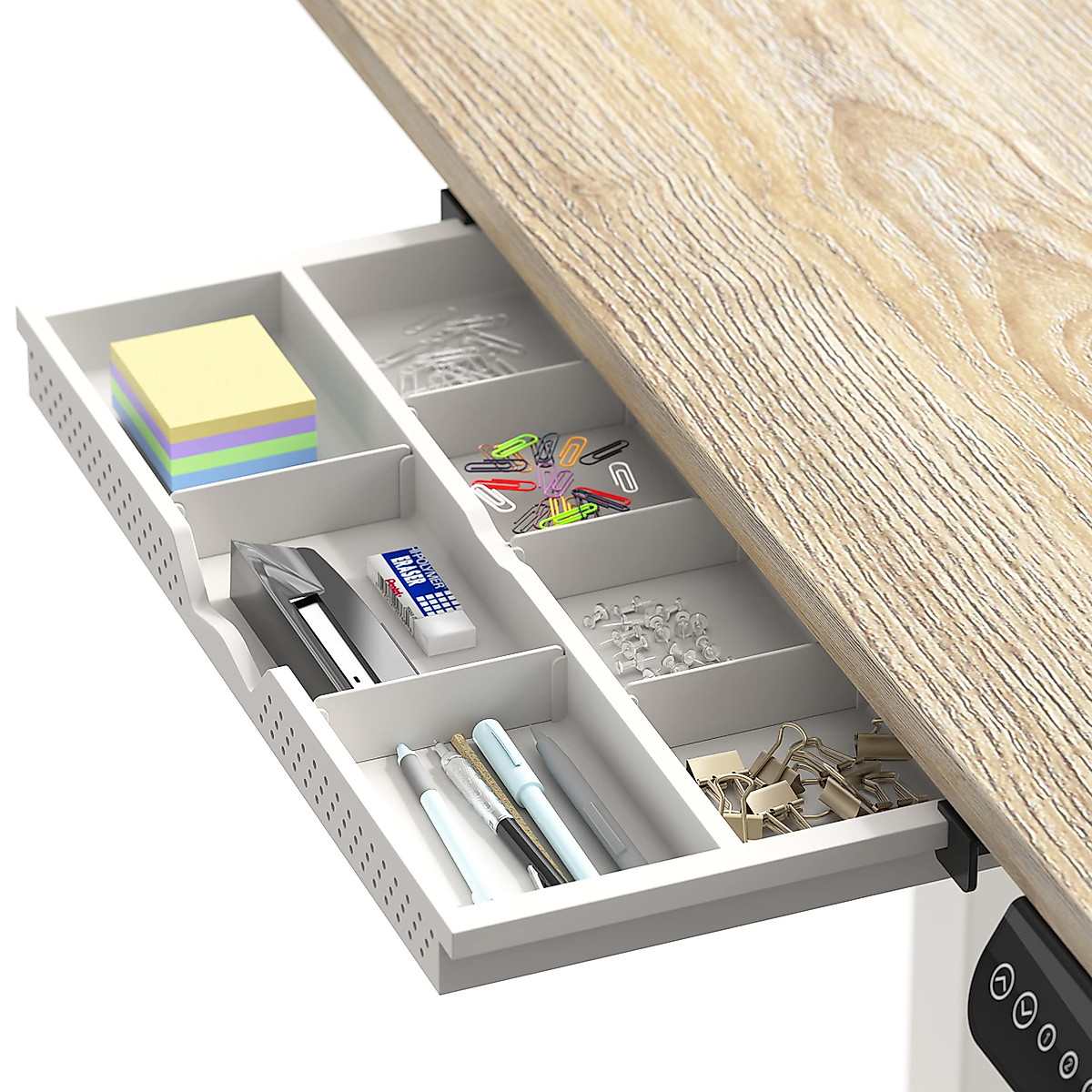 SHW Electric Height Adjustable Mobile Rolling Standing Desk Workstation, 40 x 24 Inches, Maple