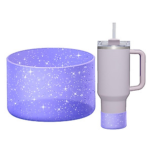 WUQID Protective Bling Silicone Boot Sleeve, Compatible with Stanley Tumbler 20-40oz & Hydro Flask Bottle 12oz-24oz, Glitter Reduces Dents Sleeve Cover for More Bottles/Tumblers Bottom of 2.83-2.95in