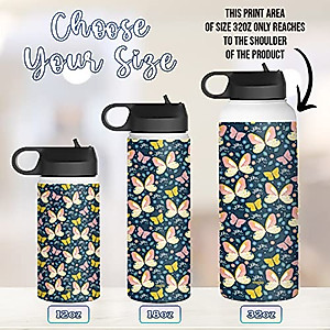 winorax Personalized Butterfly Water Bottle For Kids Boys Toddler Teen Stainless Steel Insulated Sports Bottles 12oz 18oz 32oz Birthday Christmas Back To School Gifts Custom Travel Cup