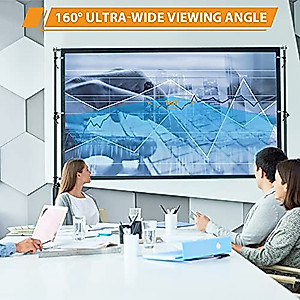 PHOPIK Projector Screen with Stand: 120 inch Portable Indoor Outdoor Projector Screen Fordable & Wrinkle-Free Outdoor Movie Screen with Carry Bag for Home Theater Camping and Recreational Events
