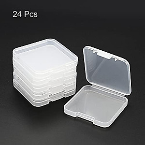 PATIKIL Clear Storage Container with Hinged Lid 40x6.5mm, 12 Pack Plastic Square Box for Beads Art Craft