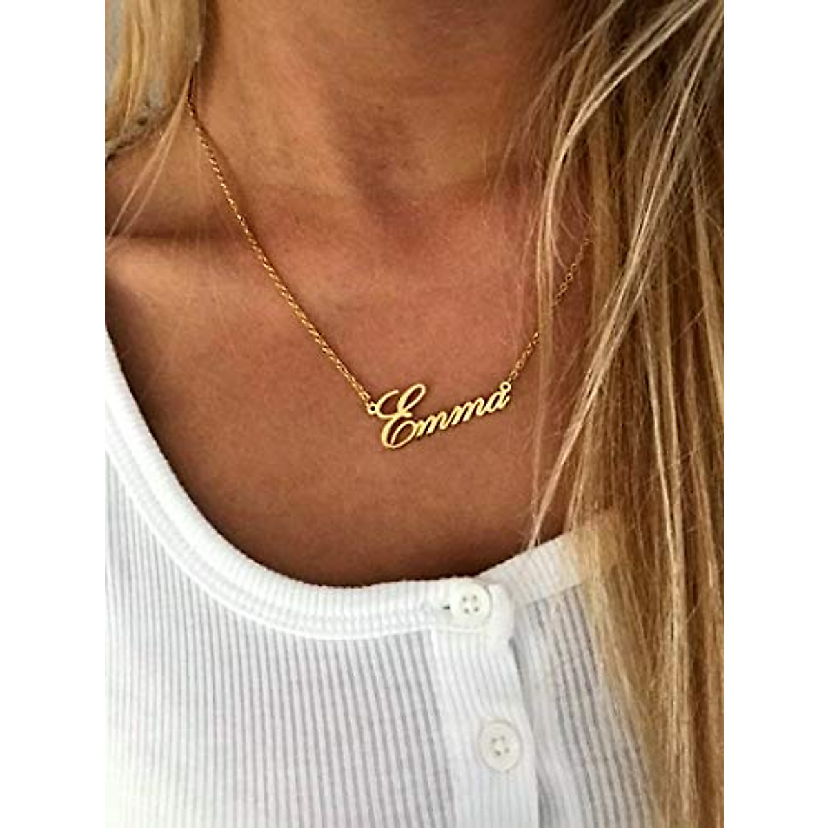 Custom Name Necklace with Heart Personalized 18K Gold Plated Name Necklace with Birthstone Customized Gift for Women